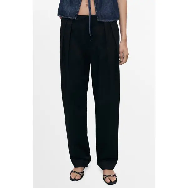 Mango Straight Leg Cotton Trousers