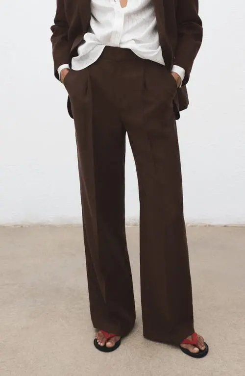 Mango Pleated Straight-leg Lyocell Blend Suit Pants