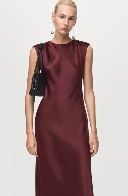 Mango Satin Dress - Maroon