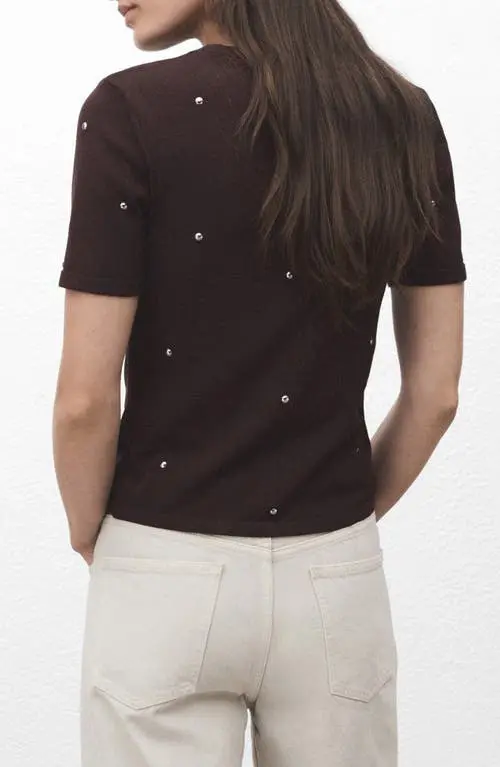 Mango Studded Short Sleeve Sweater