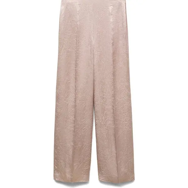 Mango Crinkle Satin Wide-leg Pants