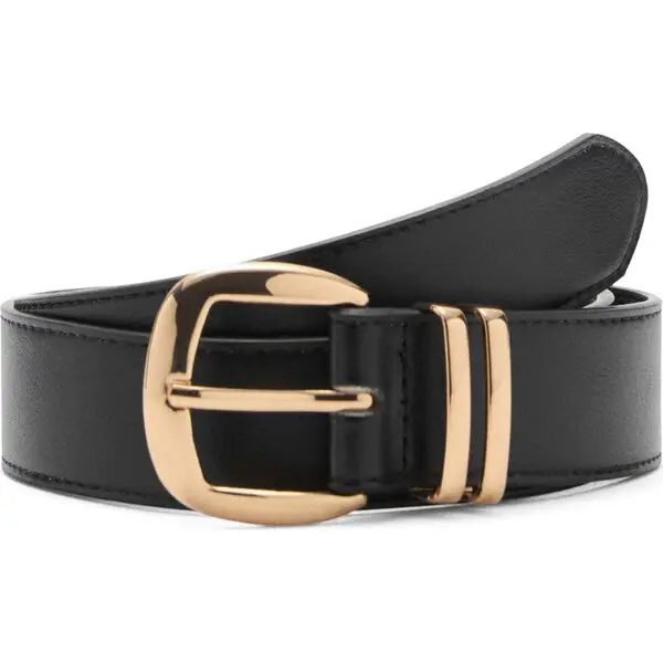 Mango Faux Leather Belt - Black