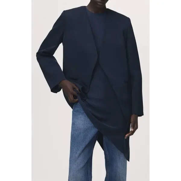 Mango Double-breasted Suit Jacket - Navy
