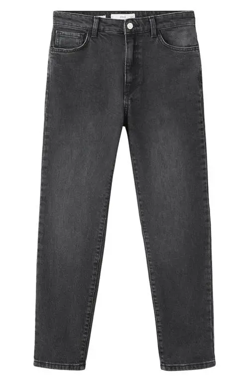 Mango Claudia Crop Slim-fit Jeans - Black Denim
