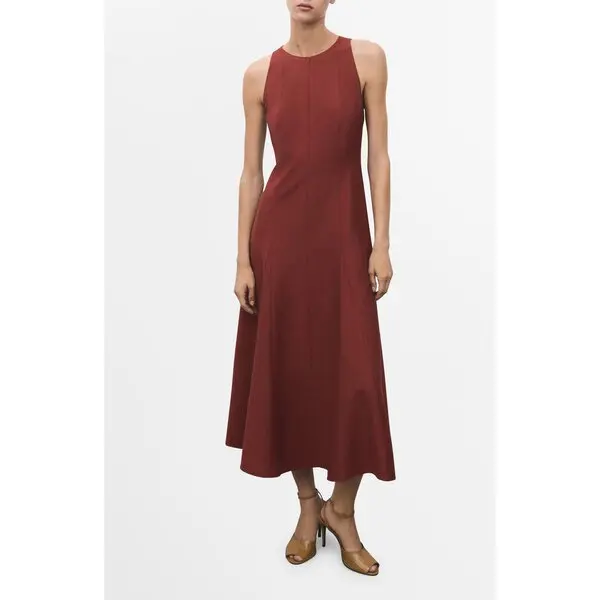 Mango Sleeveless Flared Maxi Dress - Burnt Orange