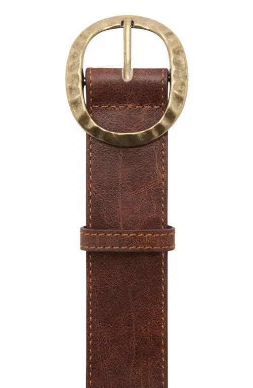 Mango Textured Faux Leather Belt With Round Buckle