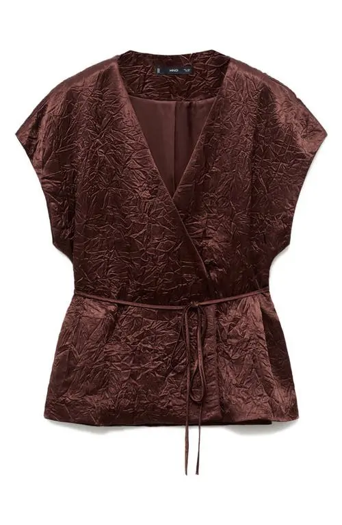 Mango Double-breasted Crinkled Effect Wrap Jacket