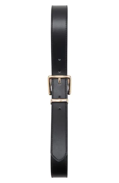 Mango Stitched Square Buckle Belt - Black
