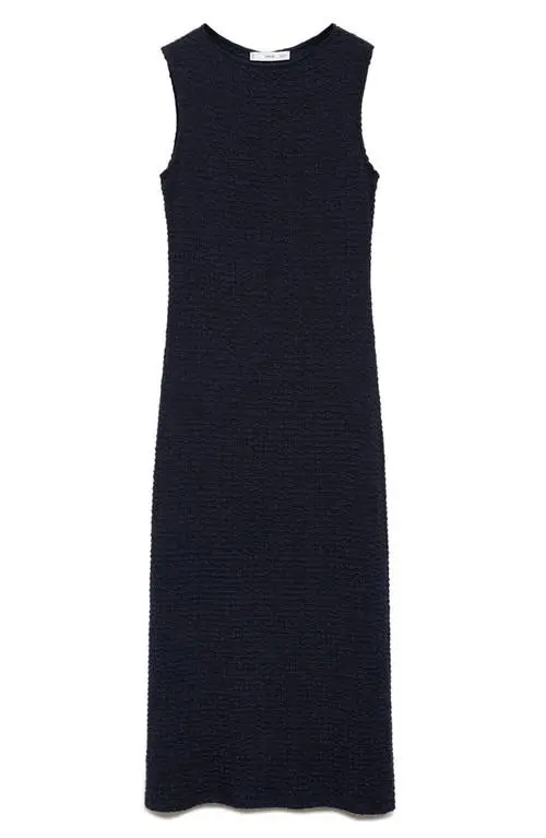 Mango Texture Sleeveless Maxi Dress - Navy