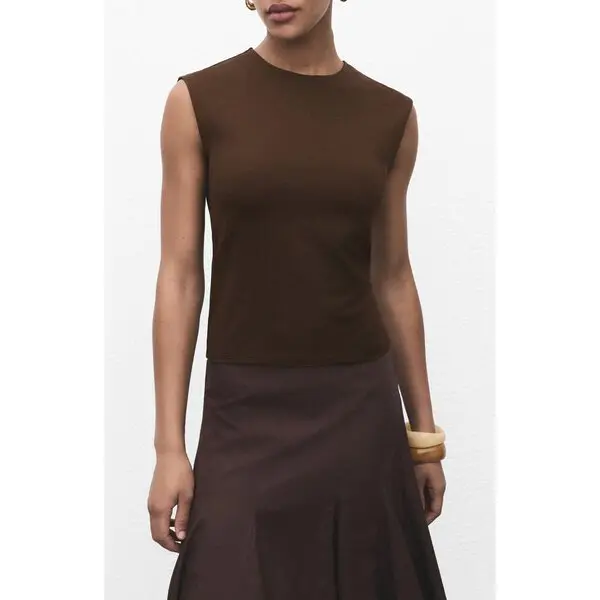 Mango Fitted Sleeveless Top - Brown