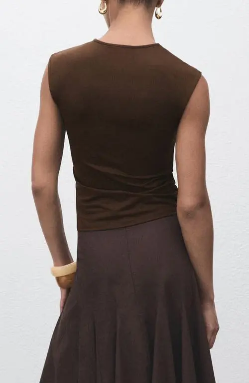 Mango Fitted Sleeveless Top - Brown