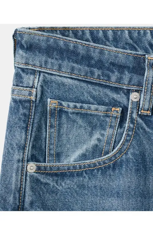 Mango Cuffed Mid-rise Wide-leg Jeans - Medium Blue