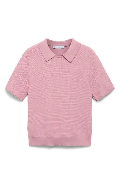 Mango Spread Collar Short Sleeve Sweater - Pastel Pink