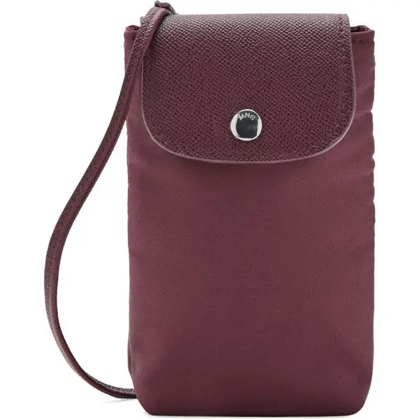 Mango Nylon Phone Crossbody Bag - Burgundy