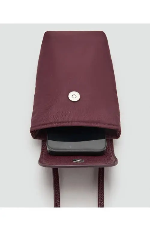 Mango Nylon Phone Crossbody Bag - Burgundy