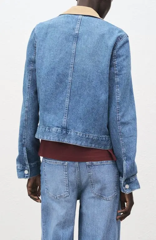 Mango Denim Jacket With Corduroy Collar