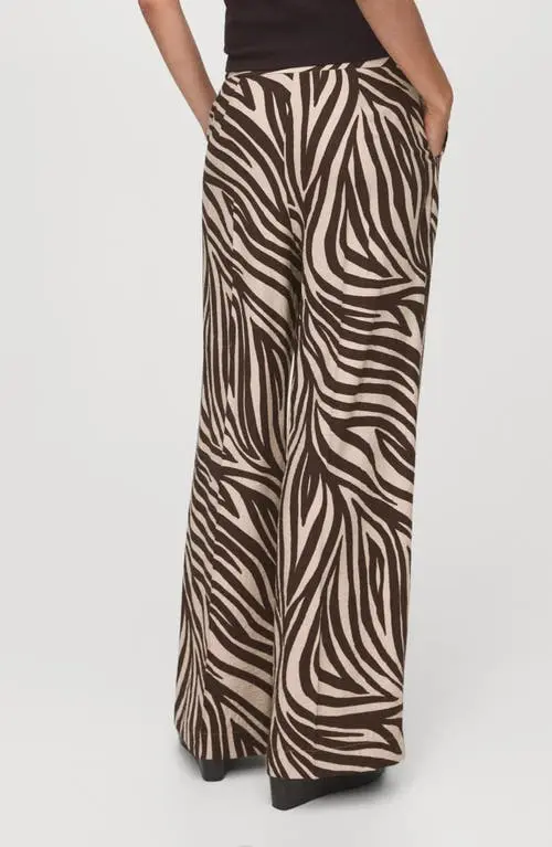 Mango Zebra Print Straight Leg Trousers