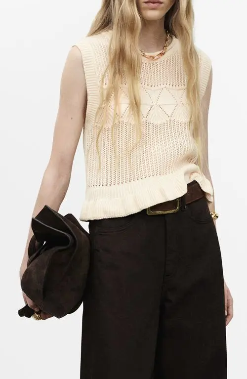 Mango Ruffle Open Stitch Sweater Vest