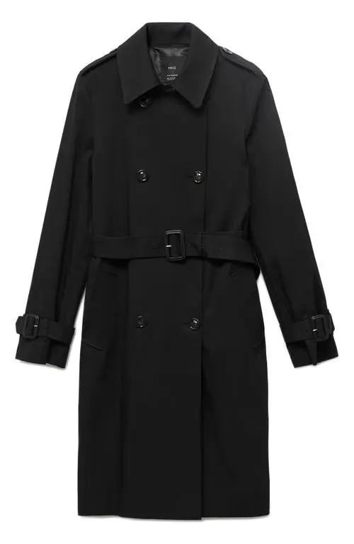 Mango Classic Belted Trench Coat - Black