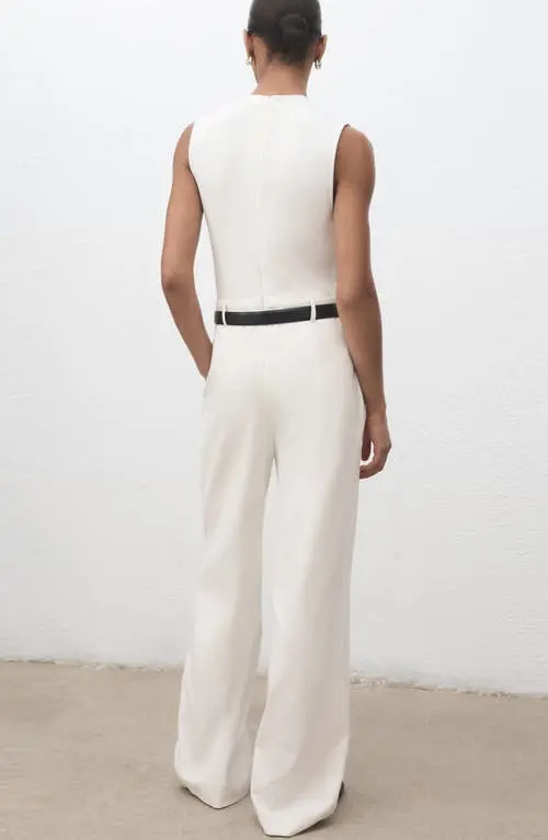 Mango Sleeveless Belted Wide-leg Jumpsuit