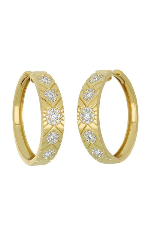 Bony Levy Cleo Diamond Textured Hoop Earrings - 18k Yellow Gold