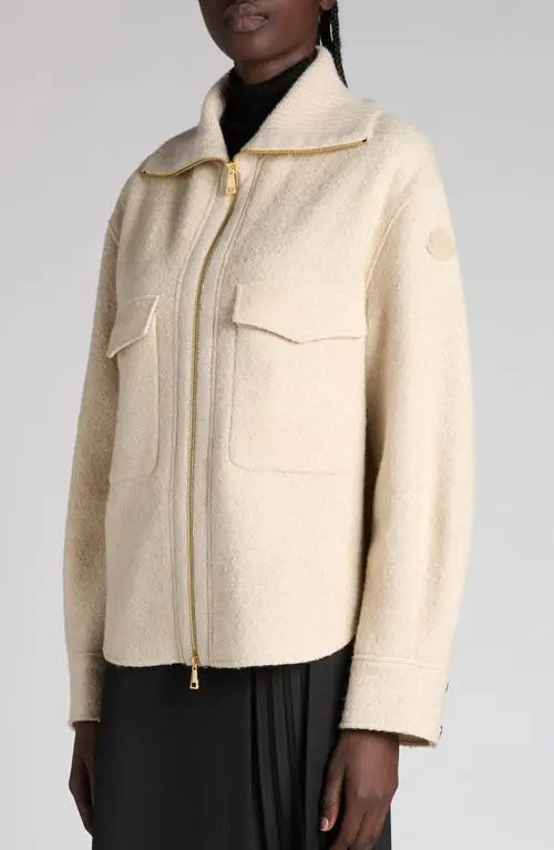 Moncler Wool Blend Bouclé Shirt Jacket
