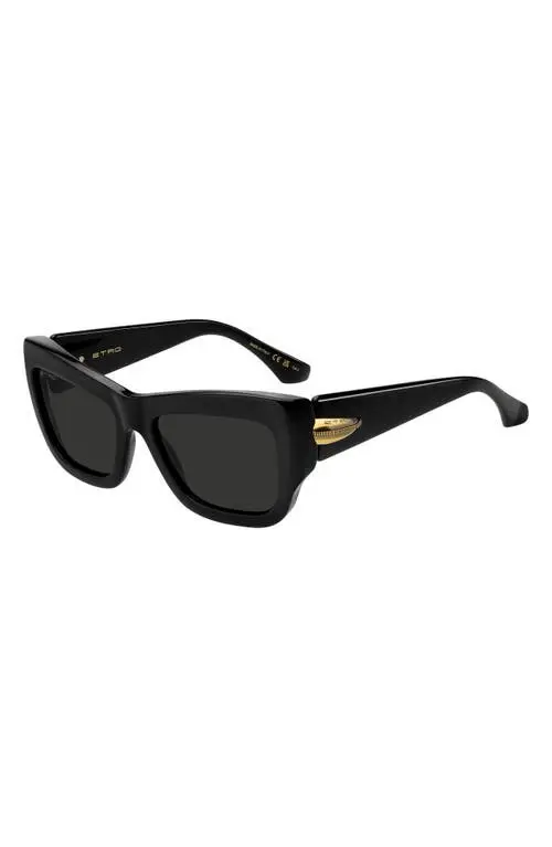 Etro 56mm Rectangular Sunglasses - Black/grey