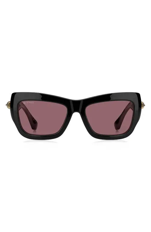 Etro 56mm Rectangular Sunglasses - Black/pink