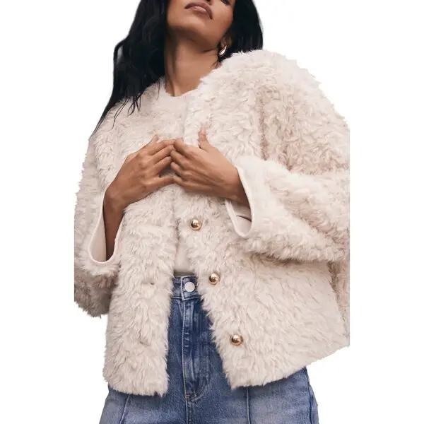 Mint Velvet Faux Fur Jacket - Neutral
