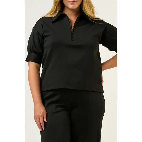 ESTELLE Jolene Puff Sleeve Half Zip Top