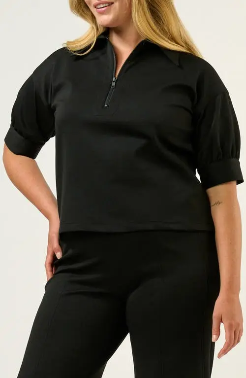 ESTELLE Jolene Puff Sleeve Half Zip Top