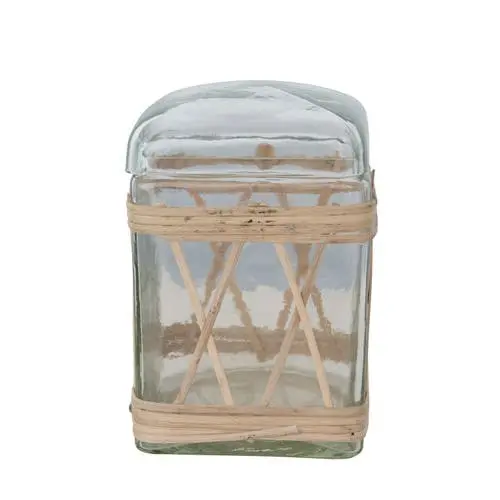 STORIED HOME Wrapped Glass Jar With Lid - Clear
