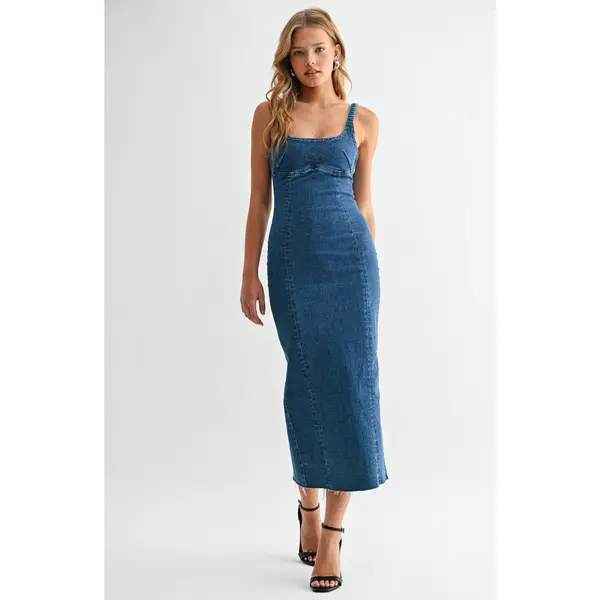 JEMINA DENIM Seamed Denim Dress