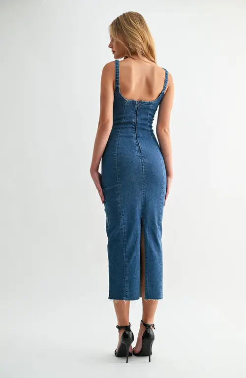 JEMINA DENIM Seamed Denim Dress