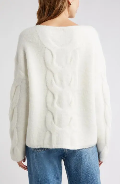 OPEN EDIT Cable Boatneck Sweater - Ivory