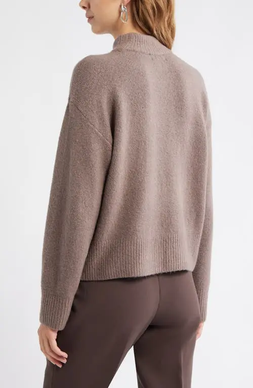 OPEN EDIT Boxy Mock Neck Sweater - Tan Dusk