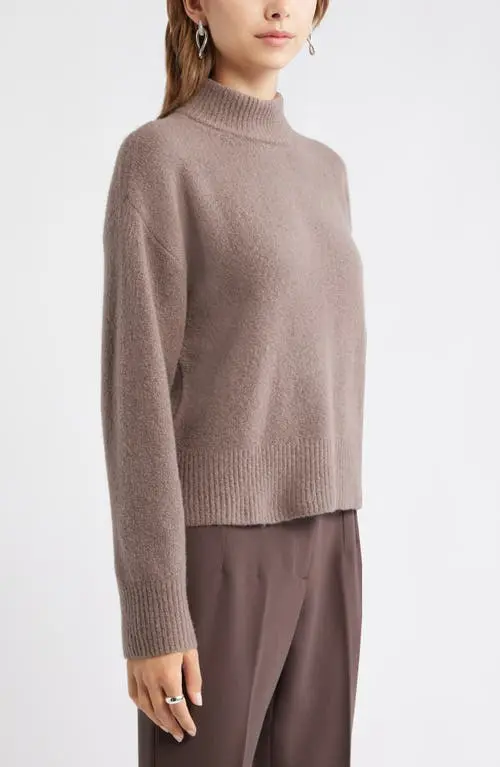 OPEN EDIT Boxy Mock Neck Sweater - Tan Dusk