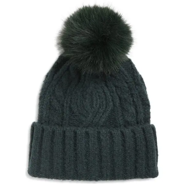 Treasure & Bond Cable Stitch Pom Beanie - Green Gables