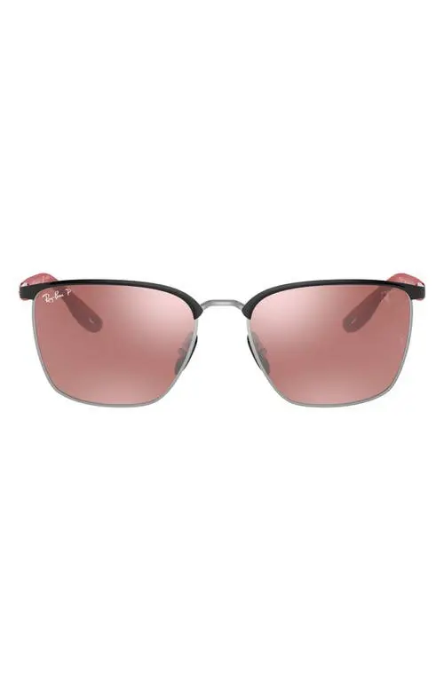 Ray-ban Polarized Mirrored Square Sunglasses - Black Red/purple Polarized