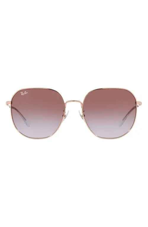 Ray-ban 60mm Gradient Round Sunglasses - Rose Gold Blue Gradient Violet