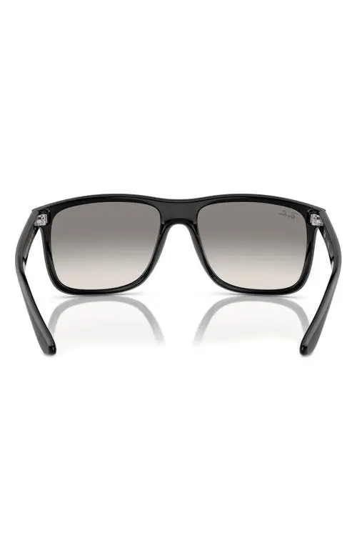 Ray-ban 60mm Gradient Square Sunglasses - Black/clear Gradient Grey