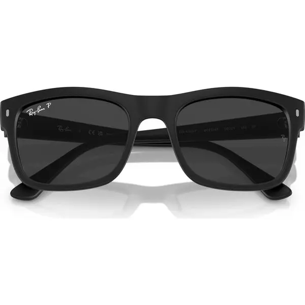 Ray-ban 56mm Polarized Square Sunglasses - Matte Black/polar Black