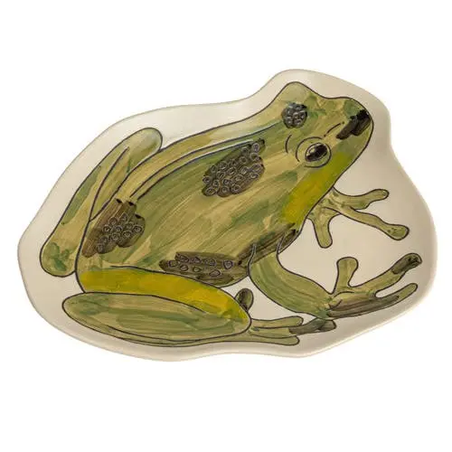STORIED HOME Garden Frog Stoneware Plate