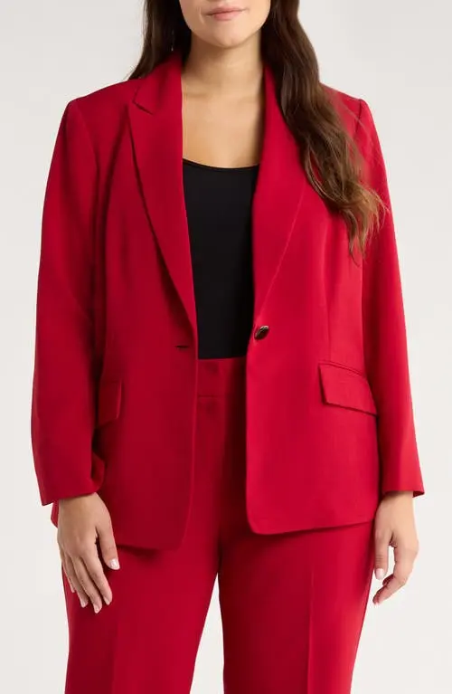 KASPER Peak Lapel One-button Blazer - Fire Red