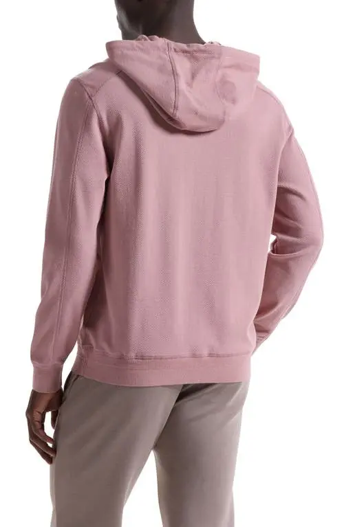 Bugatchi Textured Piqué Knit Hoodie - Wood Rose