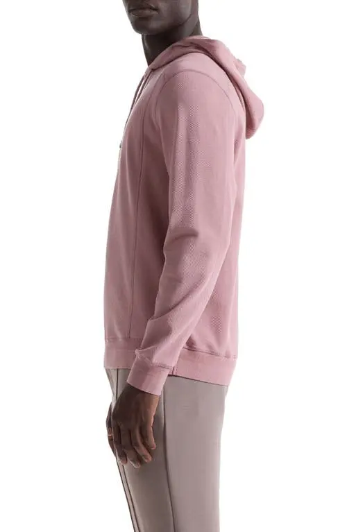 Bugatchi Textured Piqué Knit Hoodie - Wood Rose