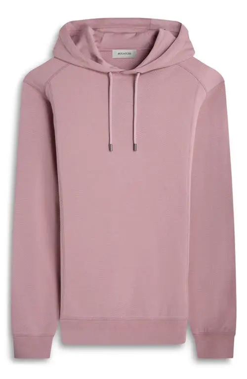Bugatchi Textured Piqué Knit Hoodie - Wood Rose