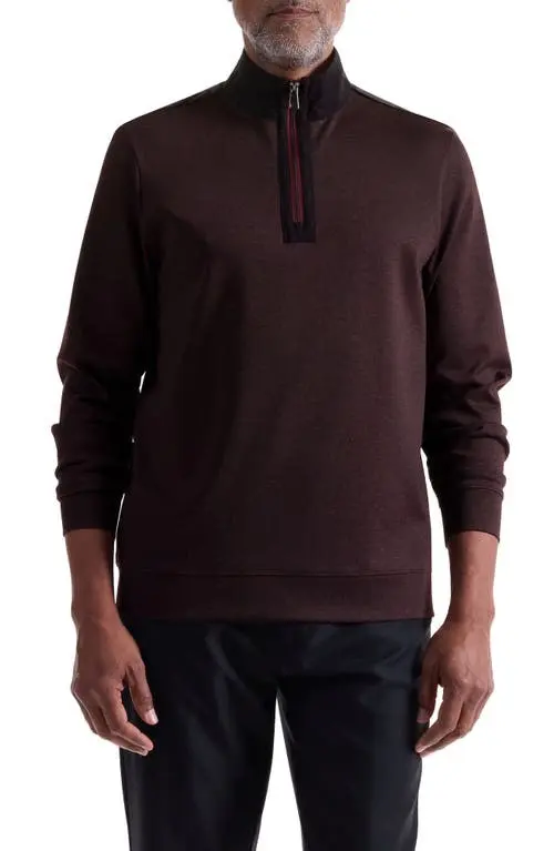 Bugatchi Quarter-zip Double-faced Pullover - Burgundy