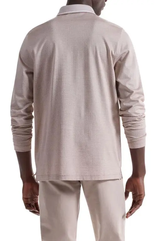 Bugatchi Mercerized Cotton Long Sleeve Polo - Cobblestone