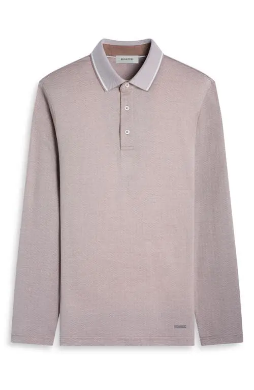 Bugatchi Mercerized Cotton Long Sleeve Polo - Cobblestone